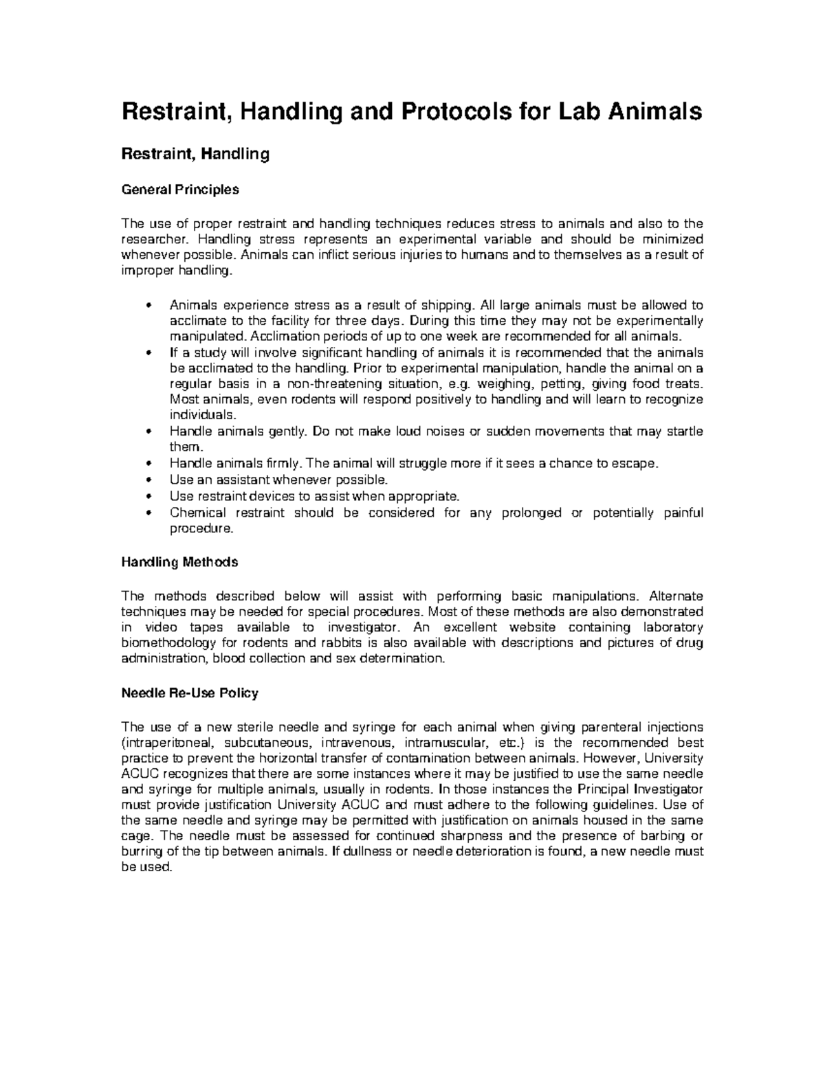 Guidlines of Antibiotics and its protocols - Restraint, Handling and ...