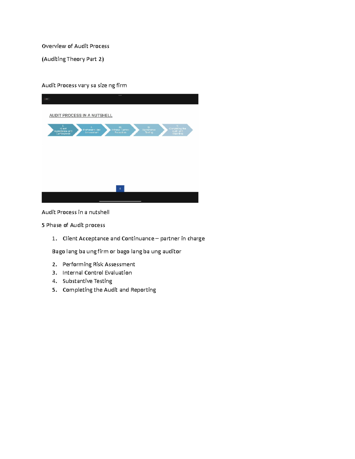 A23 08-25-2023 Notes - Overview of Audit Process (Auditing Theory Part ...