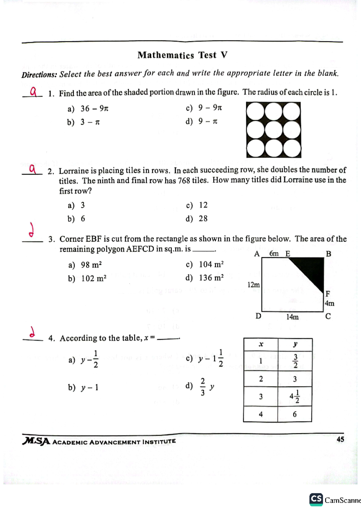 Math-test-V - BS Mathematics - Studocu