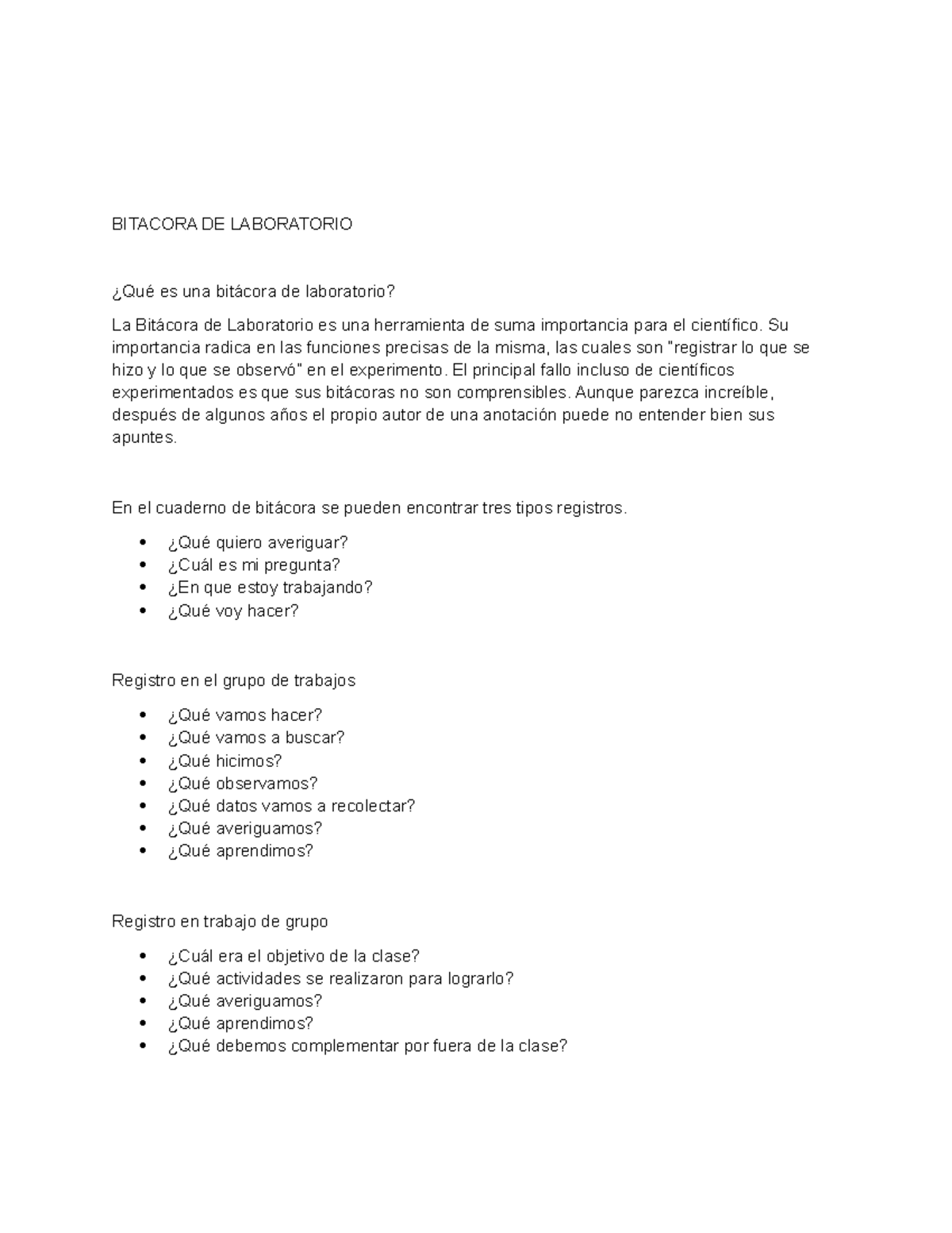 Bitacora DE Laboratorio - BITACORA DE LABORATORIO ¿Qué es una bitácora ...