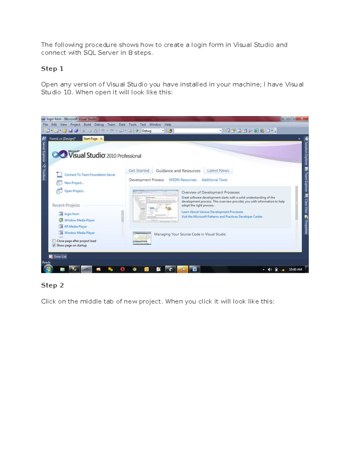 Login-App - so much to learn. - The following procedure shows how to ...