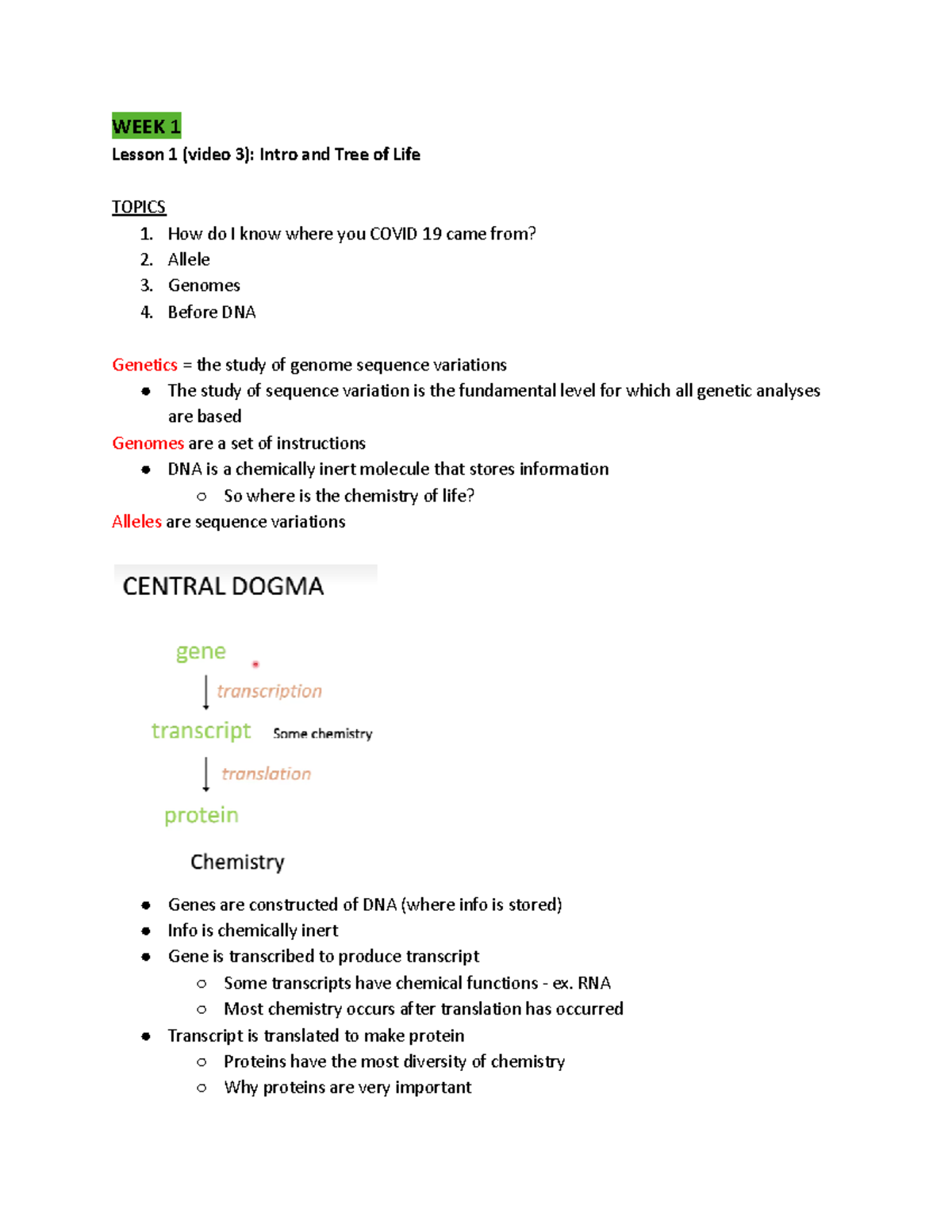 Genetics 2581B Lectures - WEEK 1 Lesson 1 (video 3): Intro and Tree of ...