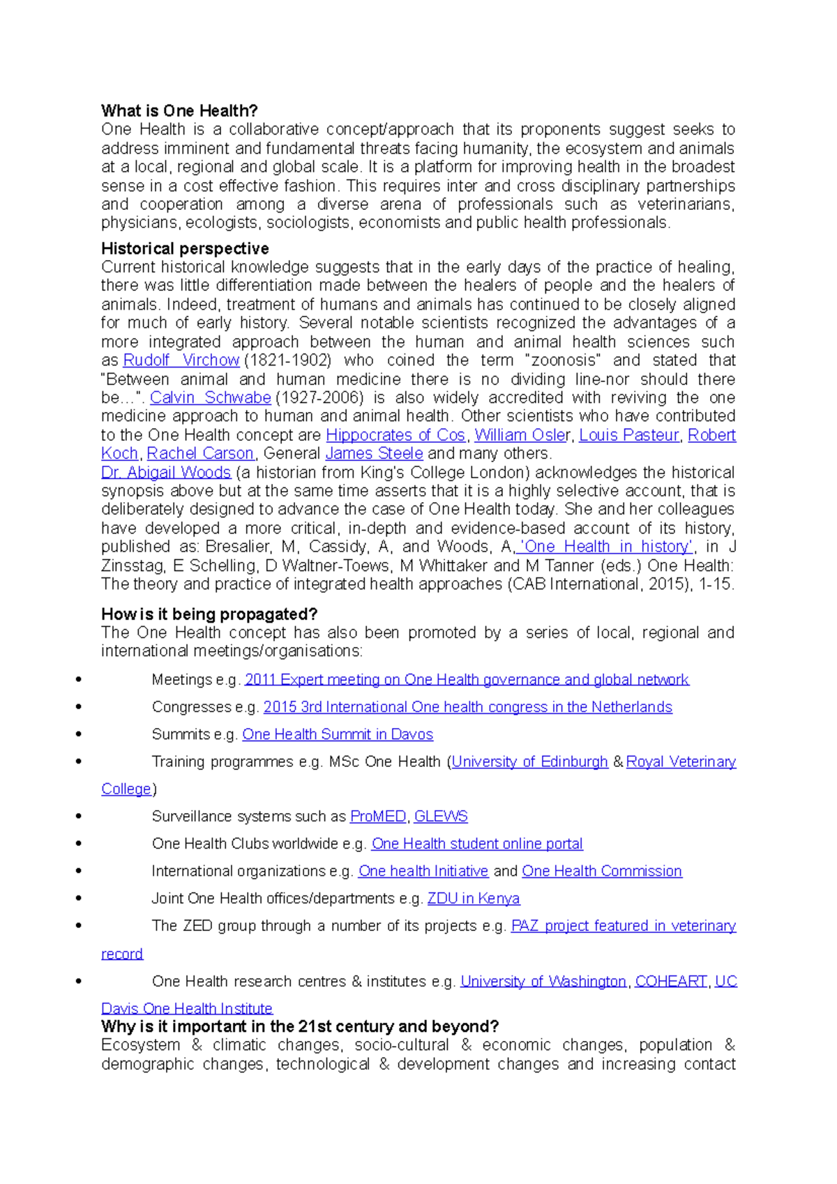 What is One Health - What is One Health? One Health is a collaborative ...