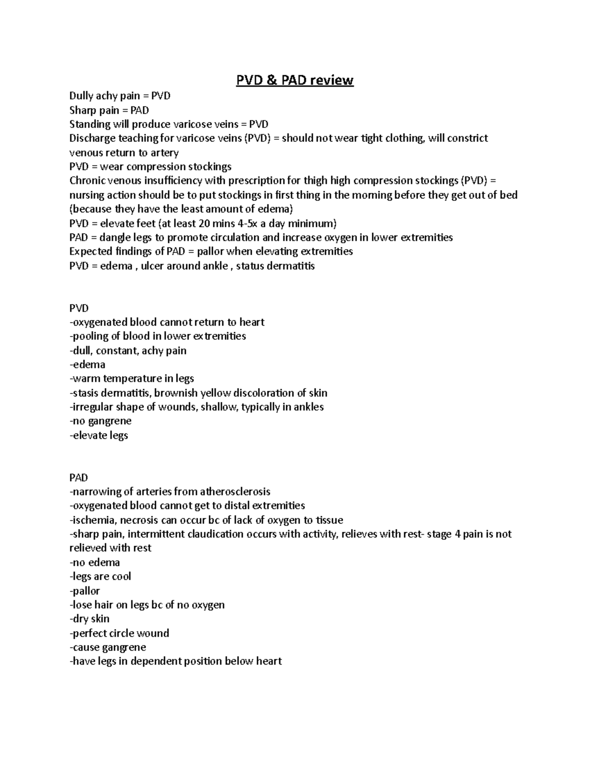 Pvd vs pad review - PVD & PAD review Dully achy pain = PVD Sharp pain ...