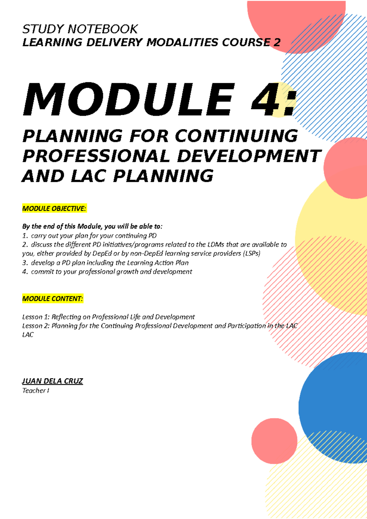 Module 4 Study Notebook - STUDY NOTEBOOK LEARNING DELIVERY MODALITIES ...