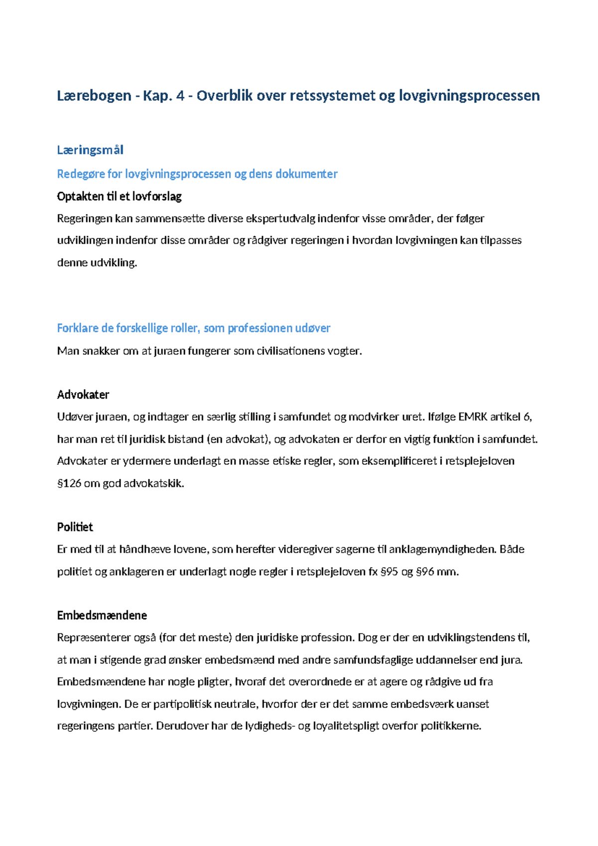 Lærebogen - Kap. 4 - Overblik over retssystemet og lovgivningsprocessen ...