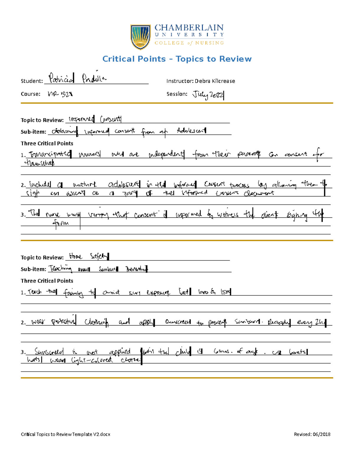 CEMS Critical Points Template - Student ...
