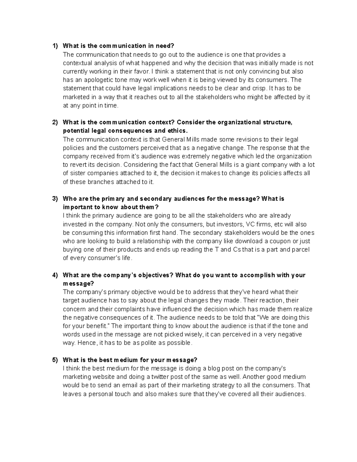 Unit 1- 3Ps in Practice - 1) What is the communication in need? The communication that needs to ...