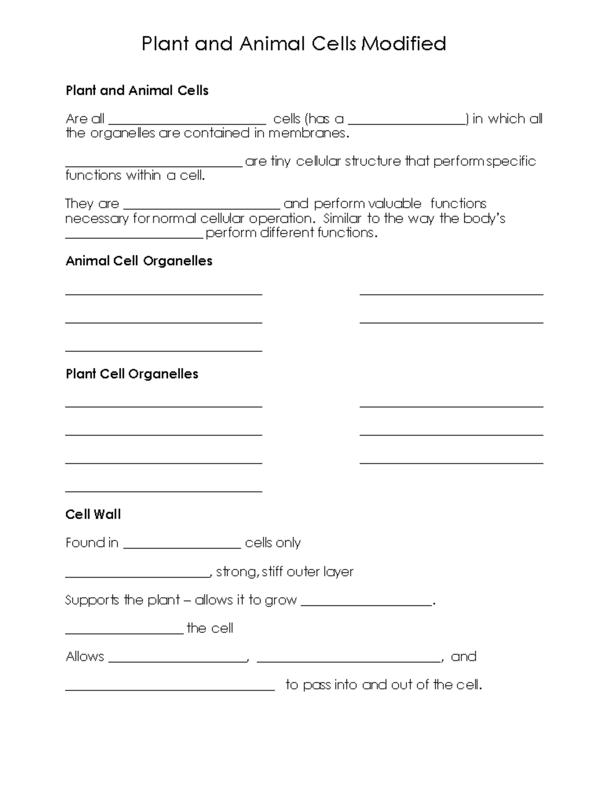 Quiz #3: Plant and Animal Cells Overview - Plant and Animal Cells ...