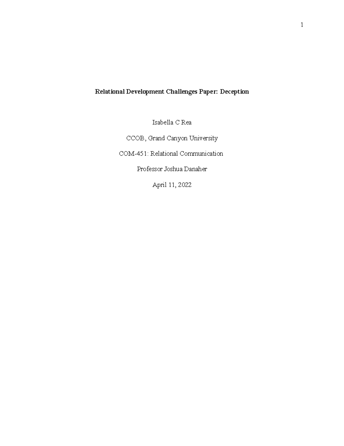 Relational Development Challenges Paper - This is called Knapp’s ...