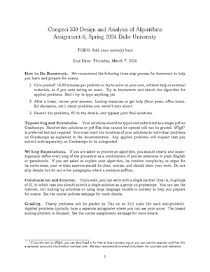 HW7 Handout - Homework 7 - Compsci 330 Design and Analysis of Algorithms Assignment 7, Spring ...