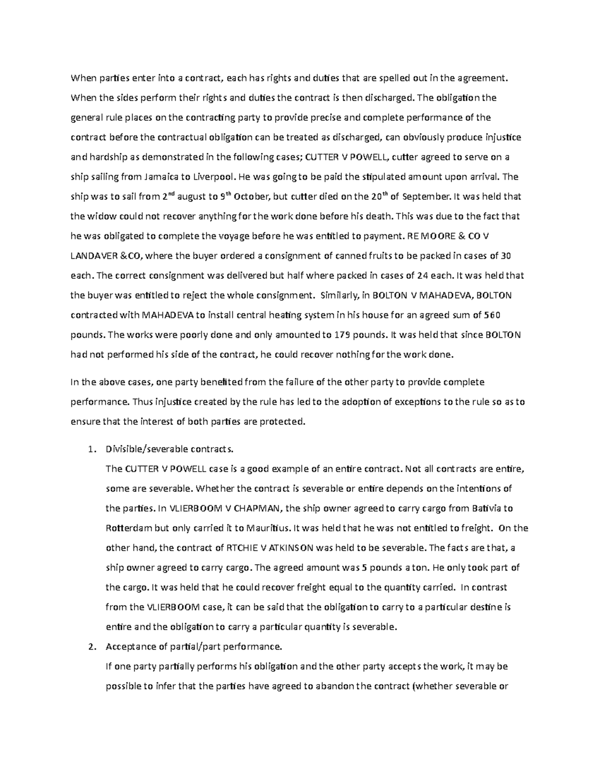 Discharge contract assignment - When parties enter into a contract ...