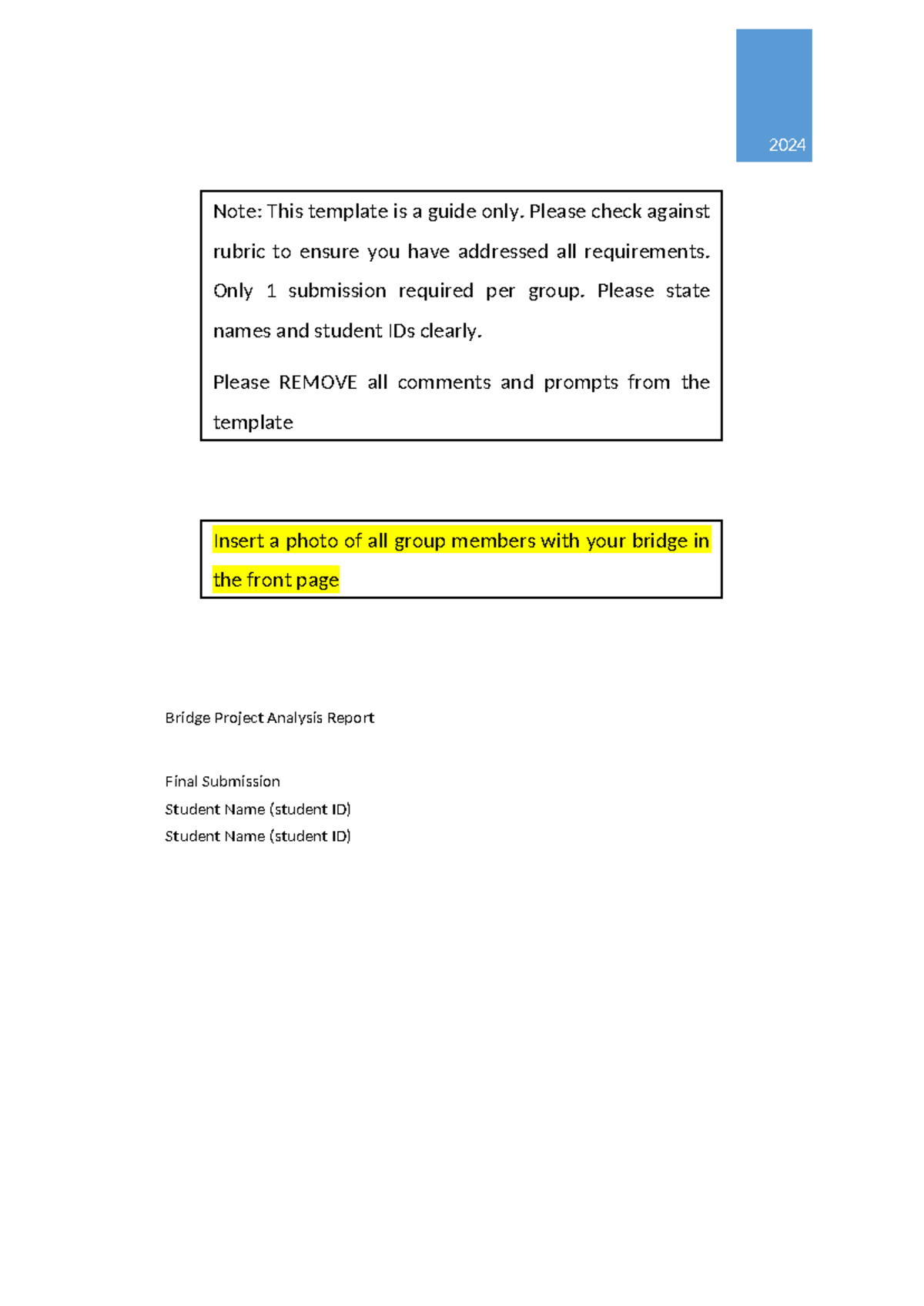 Final report submission template 2024-1 - 2024 Bridge Project Analysis ...