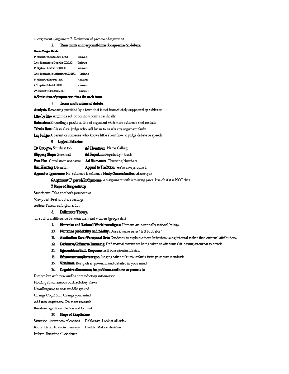 Debate Final Cheat Sheet + instructions 2 - Argument 1/argument 2 ...
