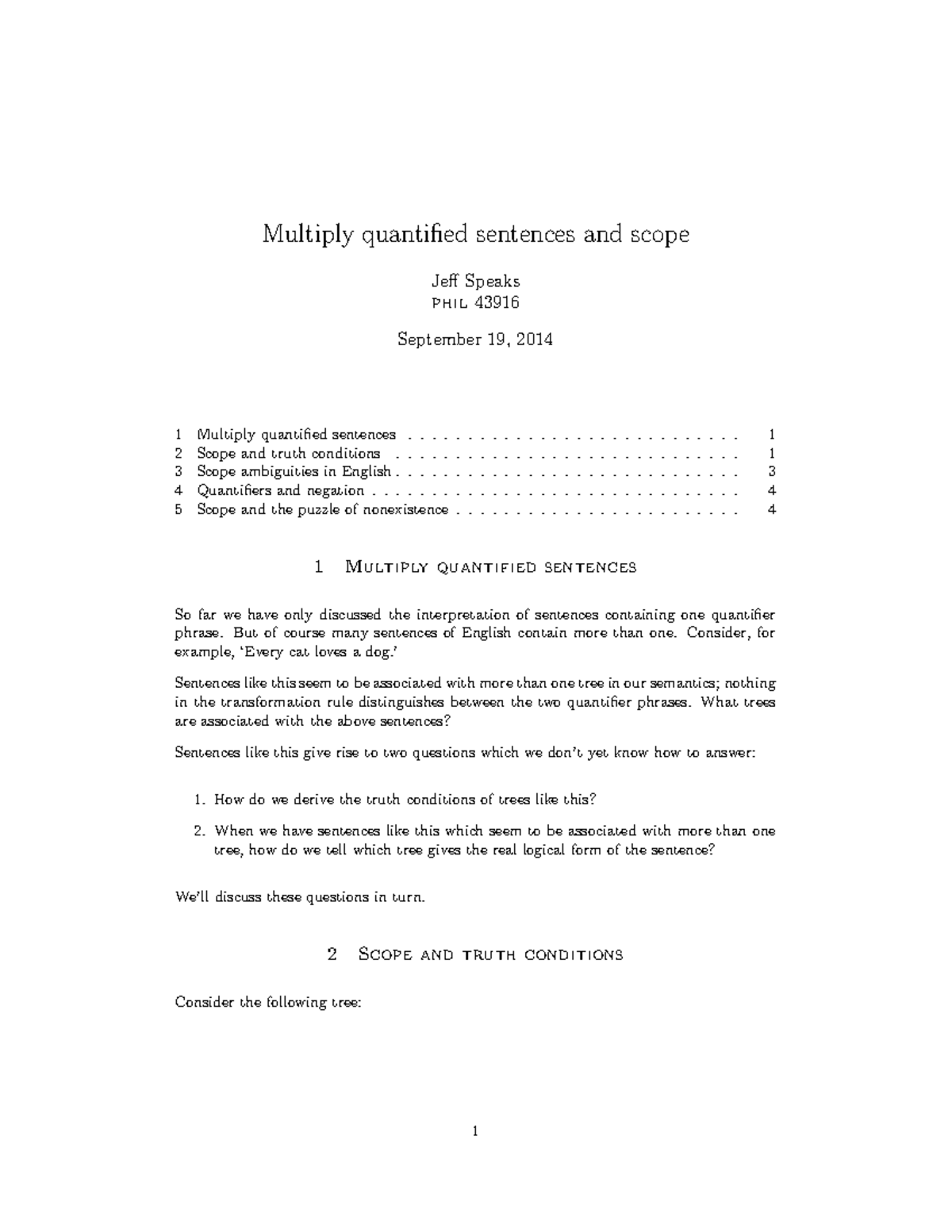 Multiply quantified sentences and scope - . . . Scope and truth ...