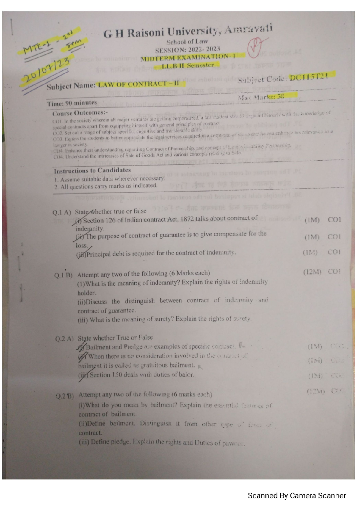 LLB 3 Year 2nd Sem - 2nd GH Raisoni University, Amravati sem School of ...