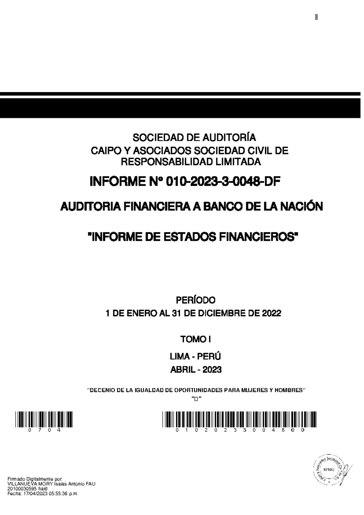Informe y Dictamen EEFF - SOCIEDAD DE AUDITORÍA "INFORME DE ESTADOS ...