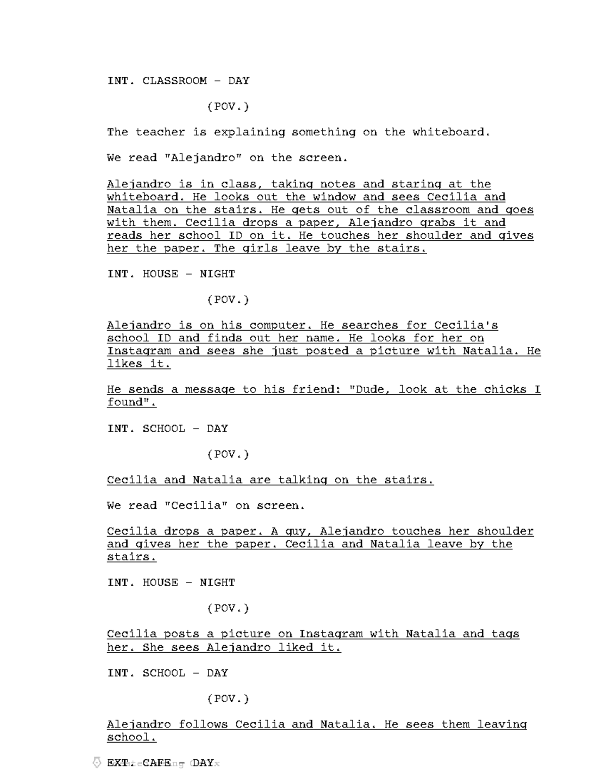 Script shortfilm - Created using Celtx INT. CLASSROOM - DAY (POV.) The ...