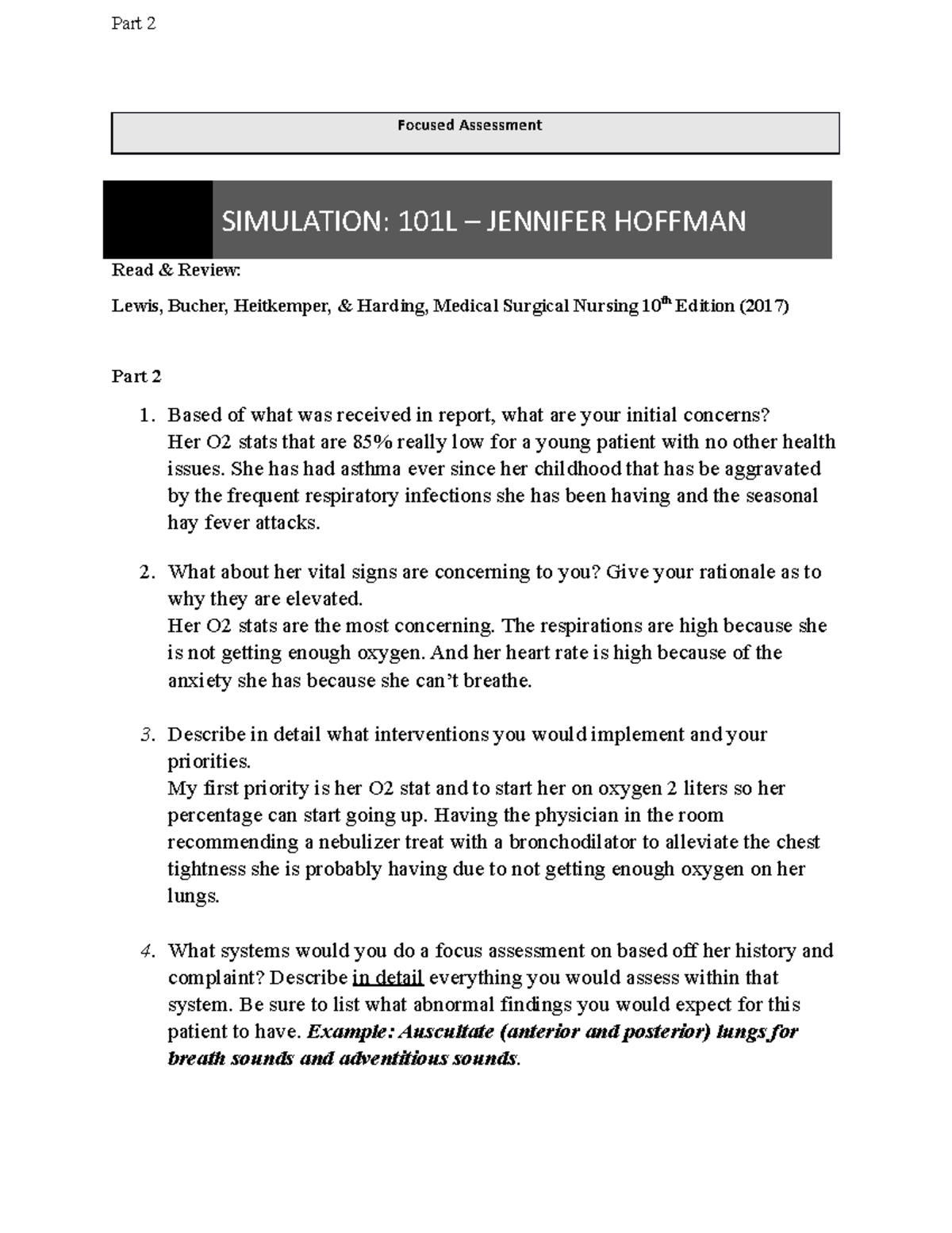 Hoffman Student pt 2 Gerardo Pineda - Part 2 Focused Assessment ...