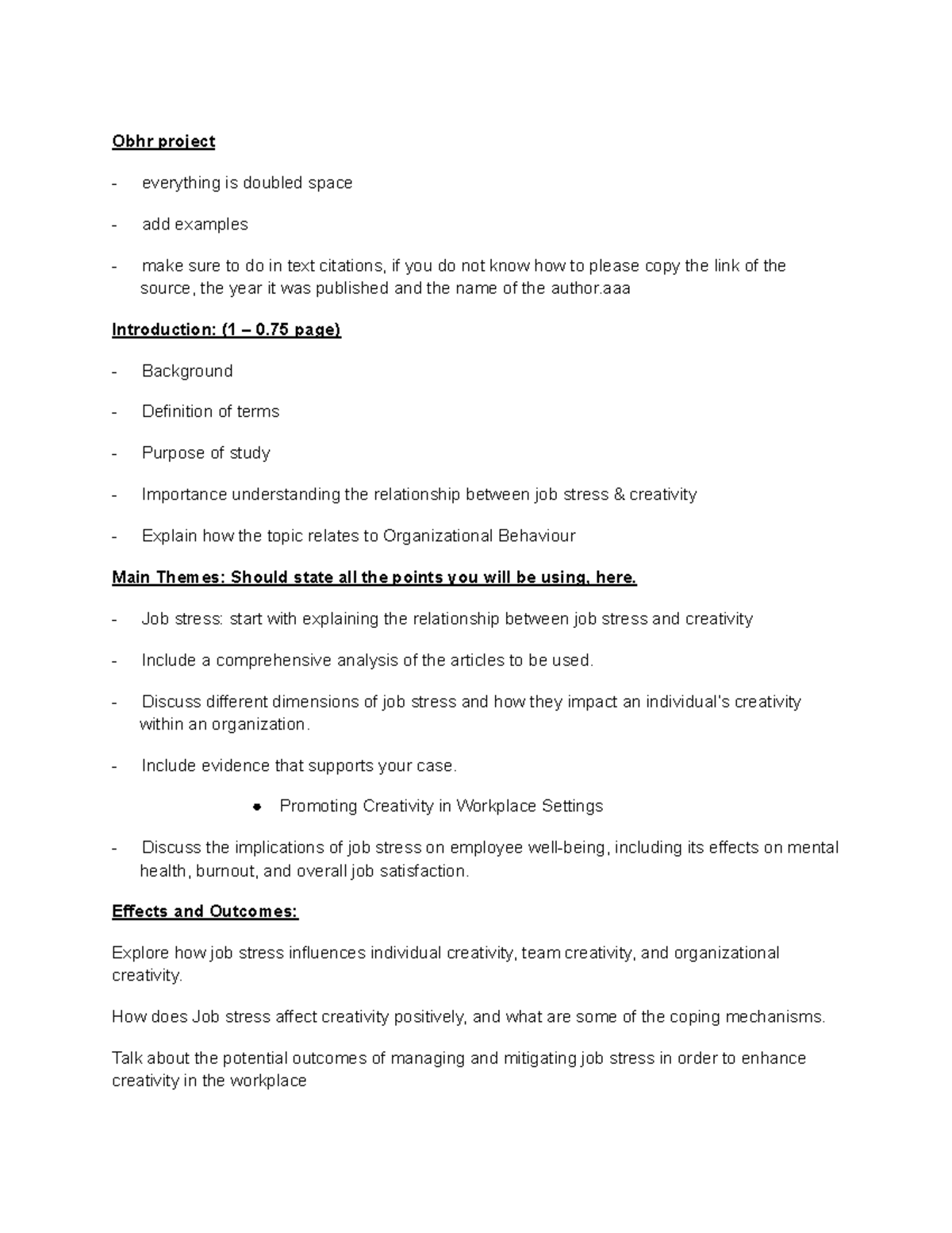 Obhr project outline - Obhr project everything is doubled space add ...