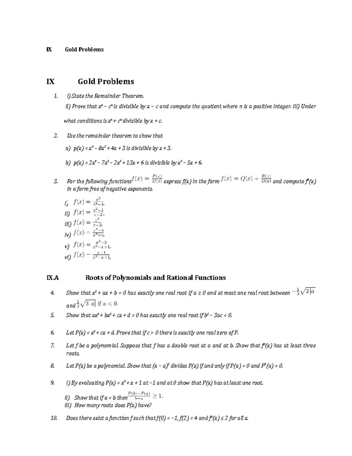 Gold problems - IX Gold Problems IX Gold Problems i) State the ...