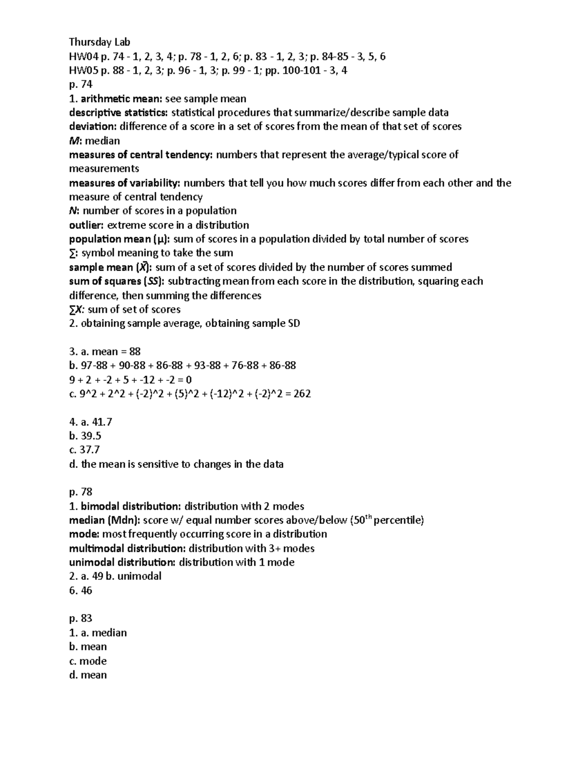 Homework assignment #4, #5 - Thursday Lab HW04 p. 74 - 1, 2, 3, 4; p ...