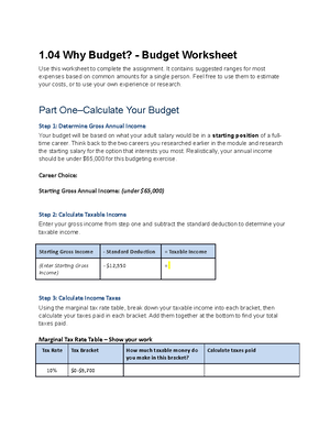 flvs budget worksheet 1.06 - Budget Worksheet Use this worksheet to ...