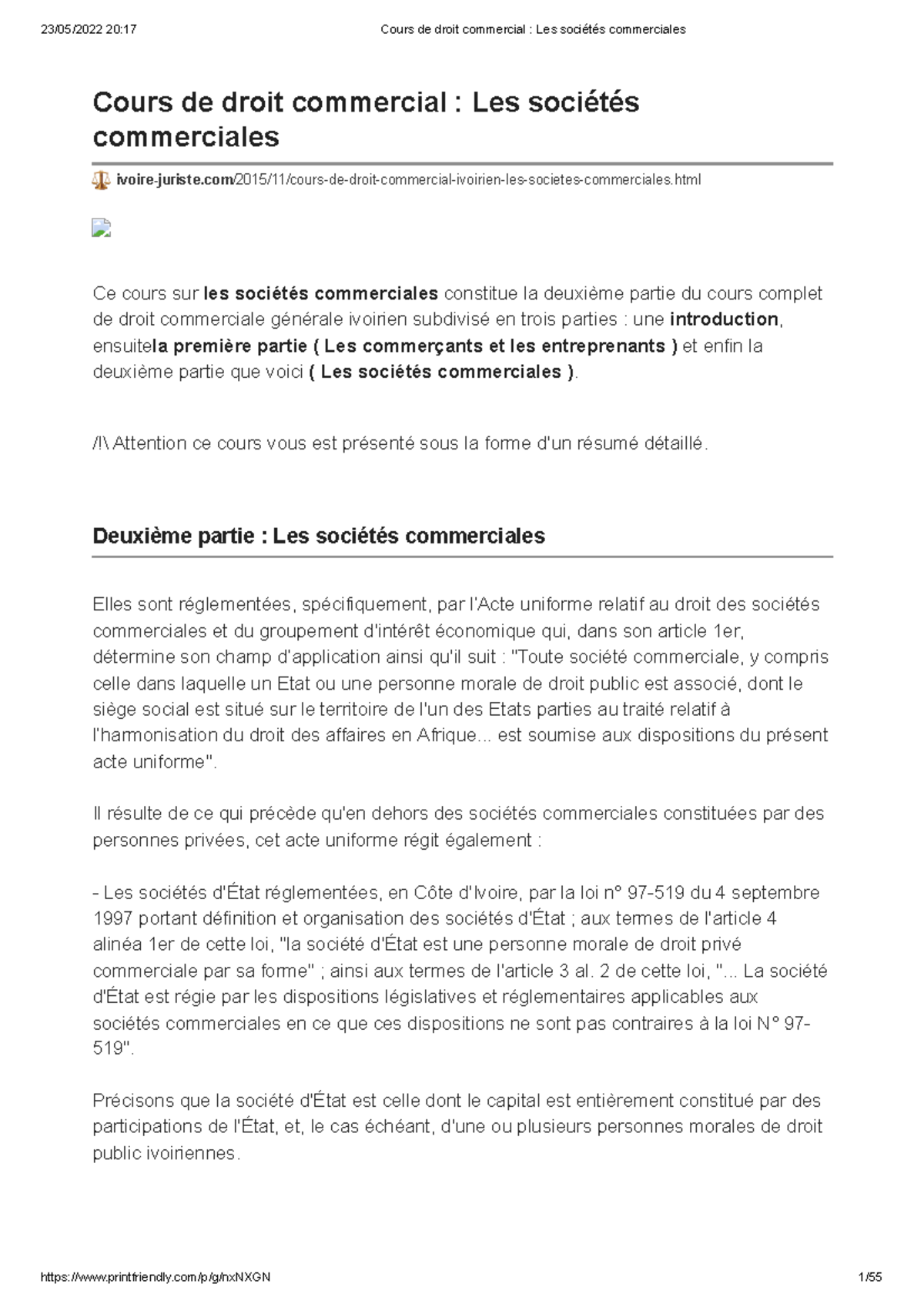 Cours de droit commercial Les sociétés commerciales - Cours de droit ...