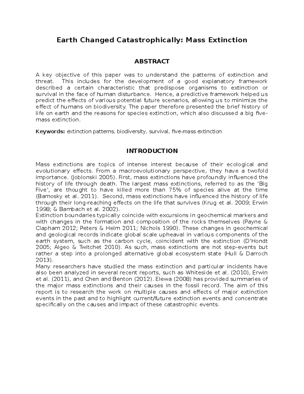 MASS Extinction Report - Earth Changed Catastrophically: Mass ...