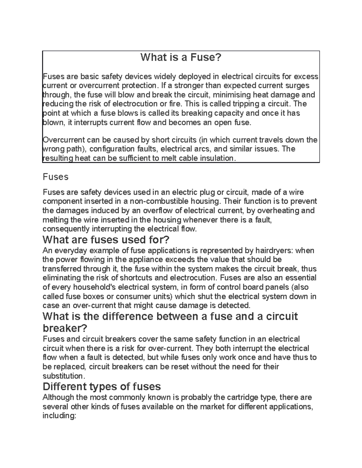 What is a Fuse - What is a Fuse? Fuses are basic safety devices widely ...