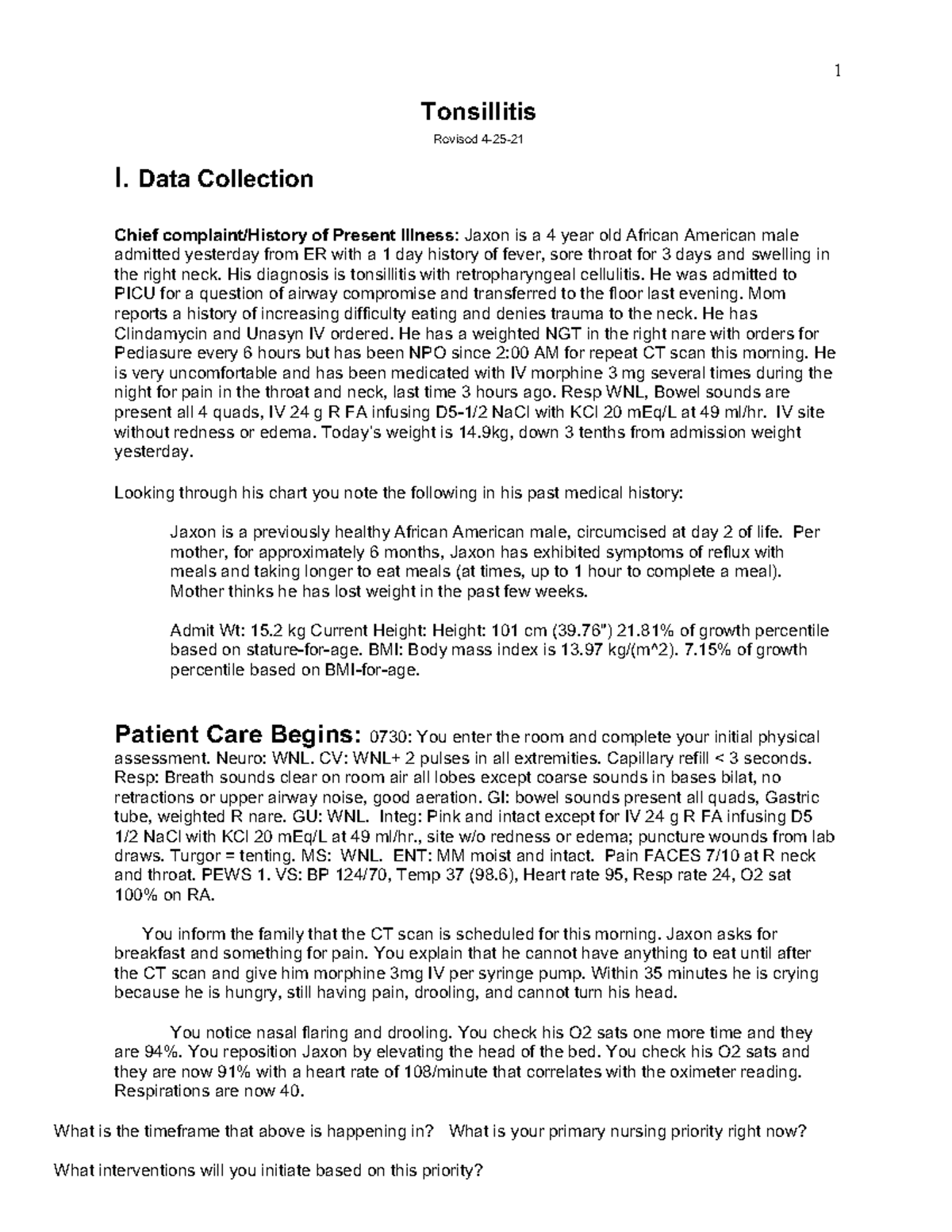 Tonsillitis- Student-revised 7-7-21-4 - Tonsillitis Revised 4-25- I ...