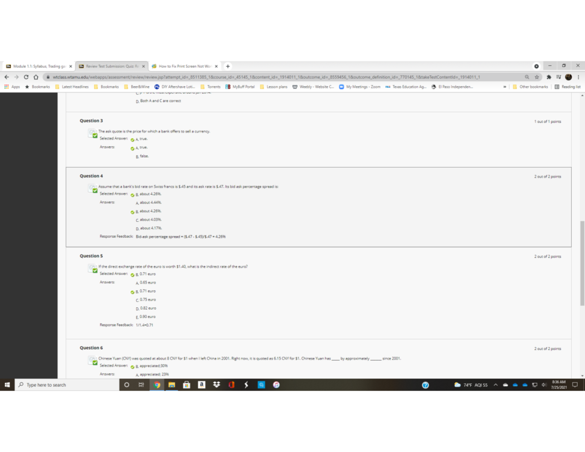 Forex market and exchange rate quiz 2 - FIN 6323 - Studocu