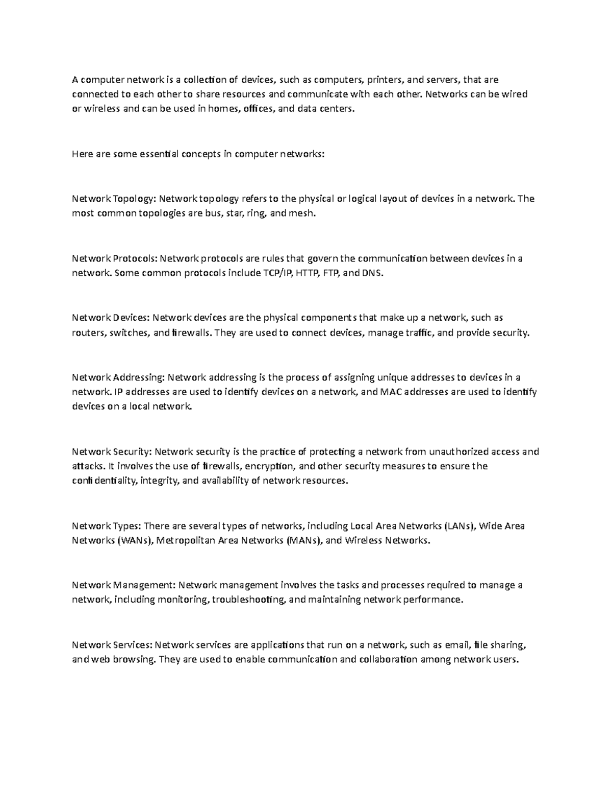 Computer Networks - A computer network is a collection of devices, such ...