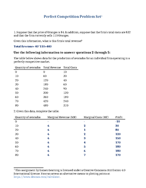 05+Elasticity - elasticity - Elasticity Problem Set 1 Use the following information to answer ...