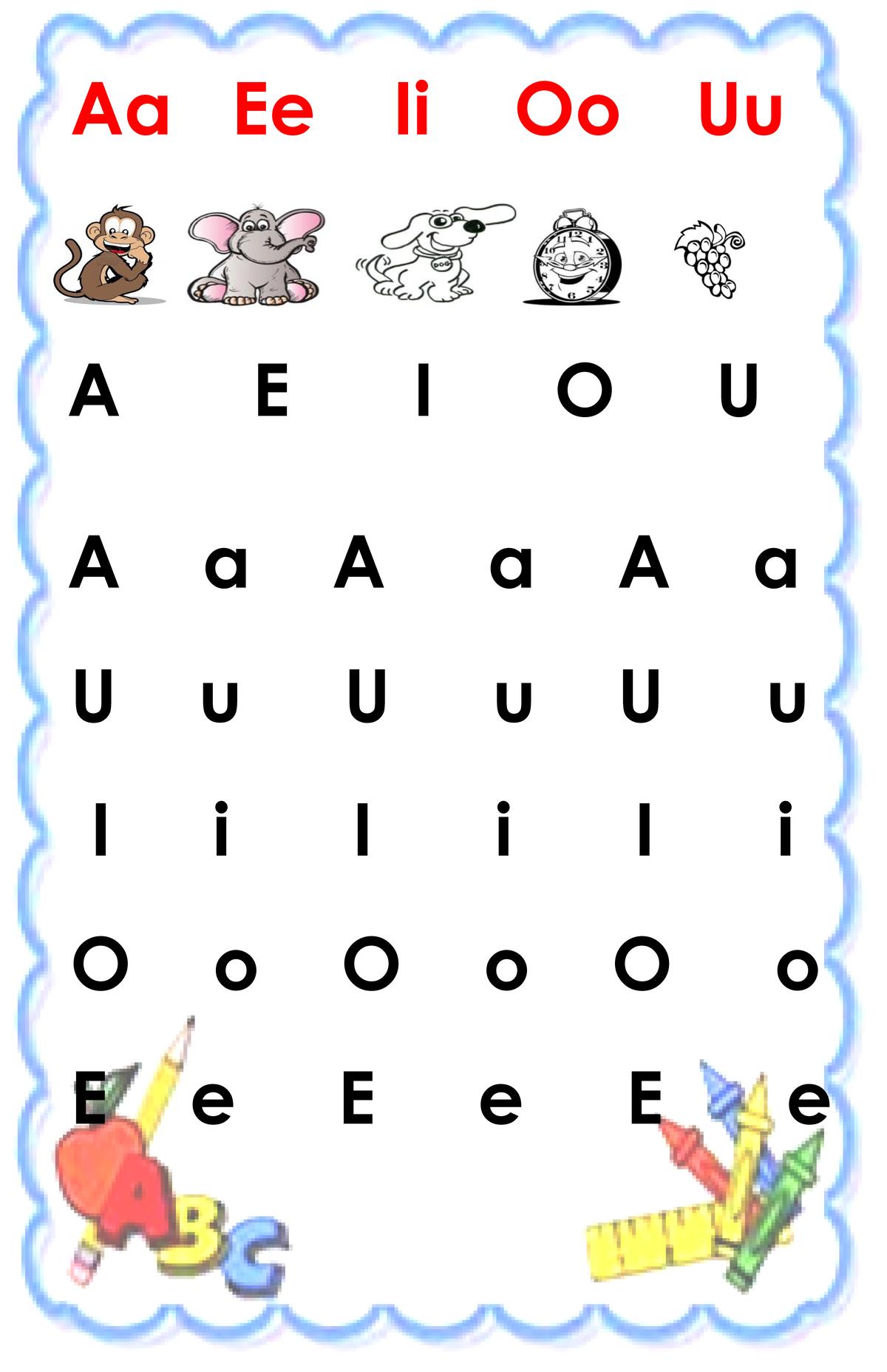 Mtb reading exercises 1st & 2nd quarter - Aa Ee Ii Oo Uu A E I O U A a ...