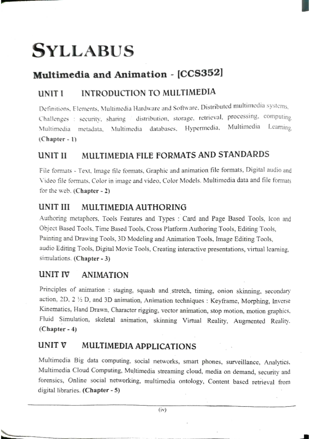 M&A Book - M&A - SYLLABUS Multimedia and Animation UNIT I INTRODUCTION ...