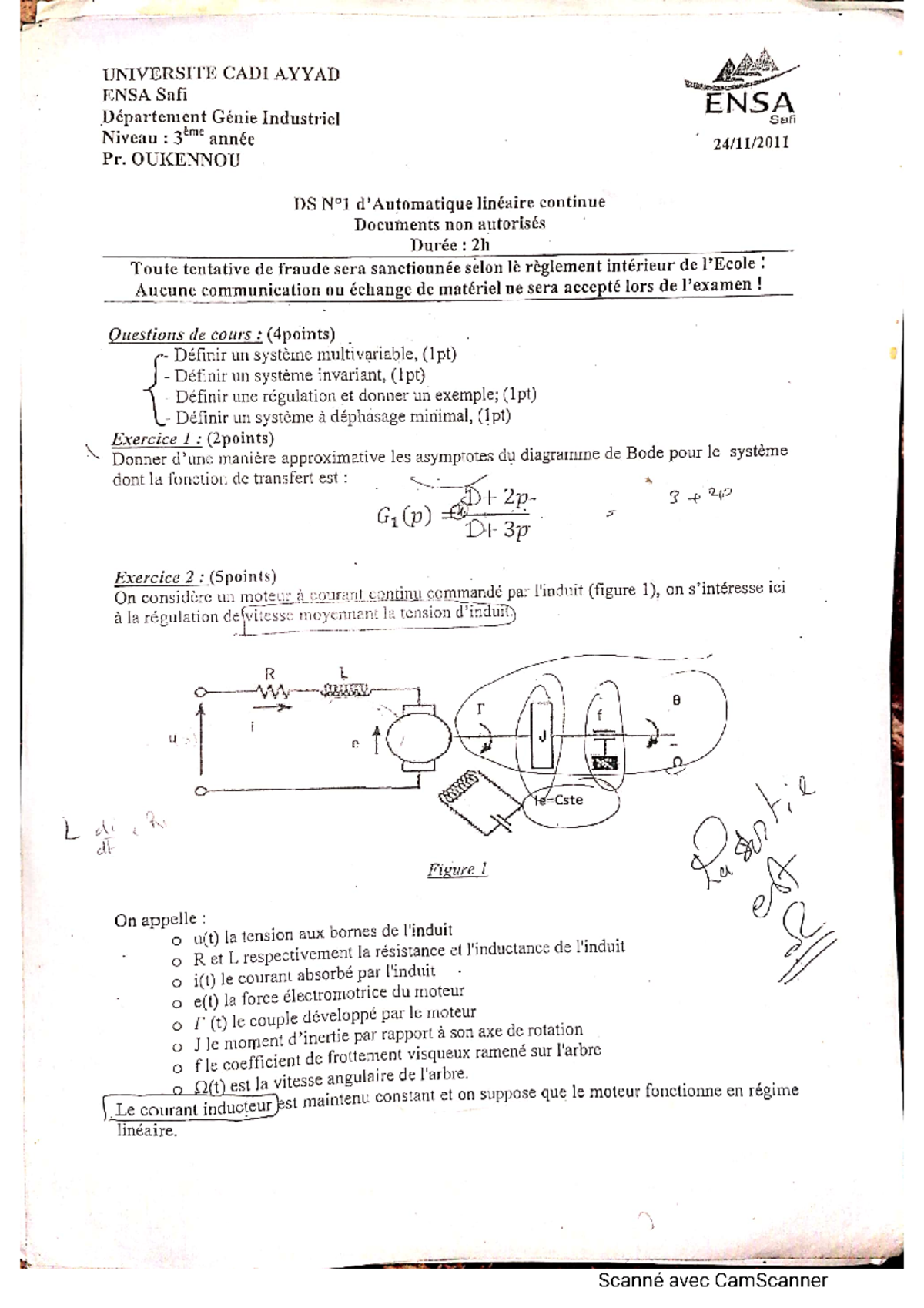 Devoir 1 en Automatique - Studocu
