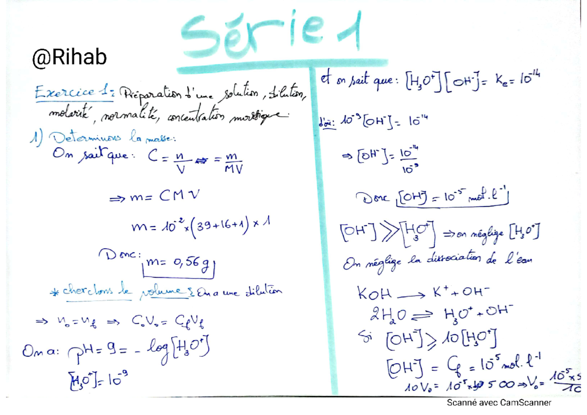 TD 1 chimie des solutions-2 - Chimie en solution - Studocu
