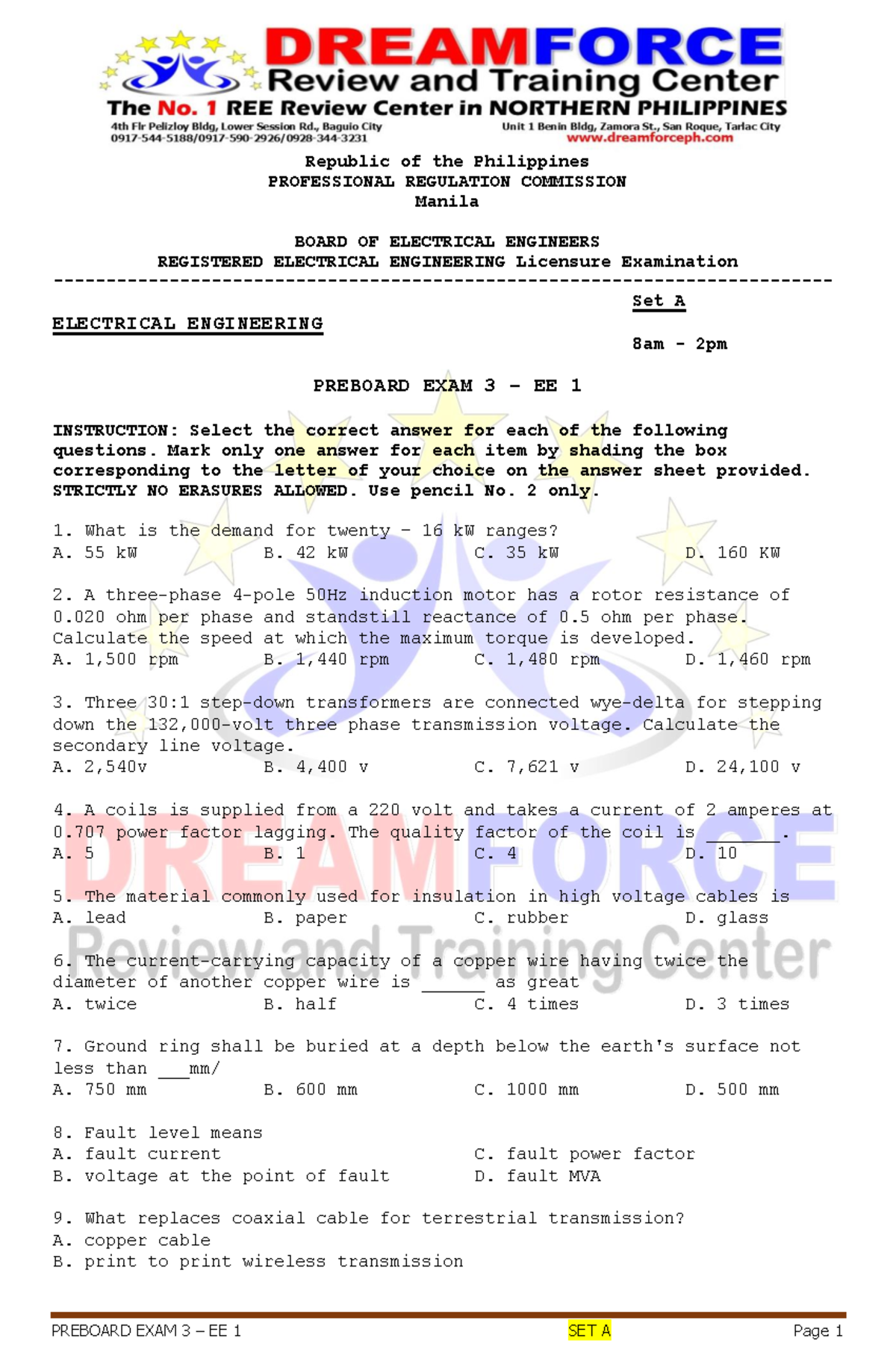 Preboard 3 EE 1 1 - Practical pre-board exam - Republic of the ...
