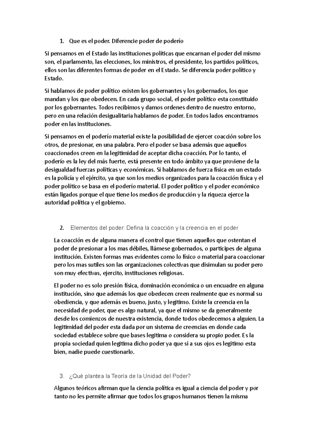 1. Que es el poder. Diferencie poder de poderío - 1. Que es el poder ...
