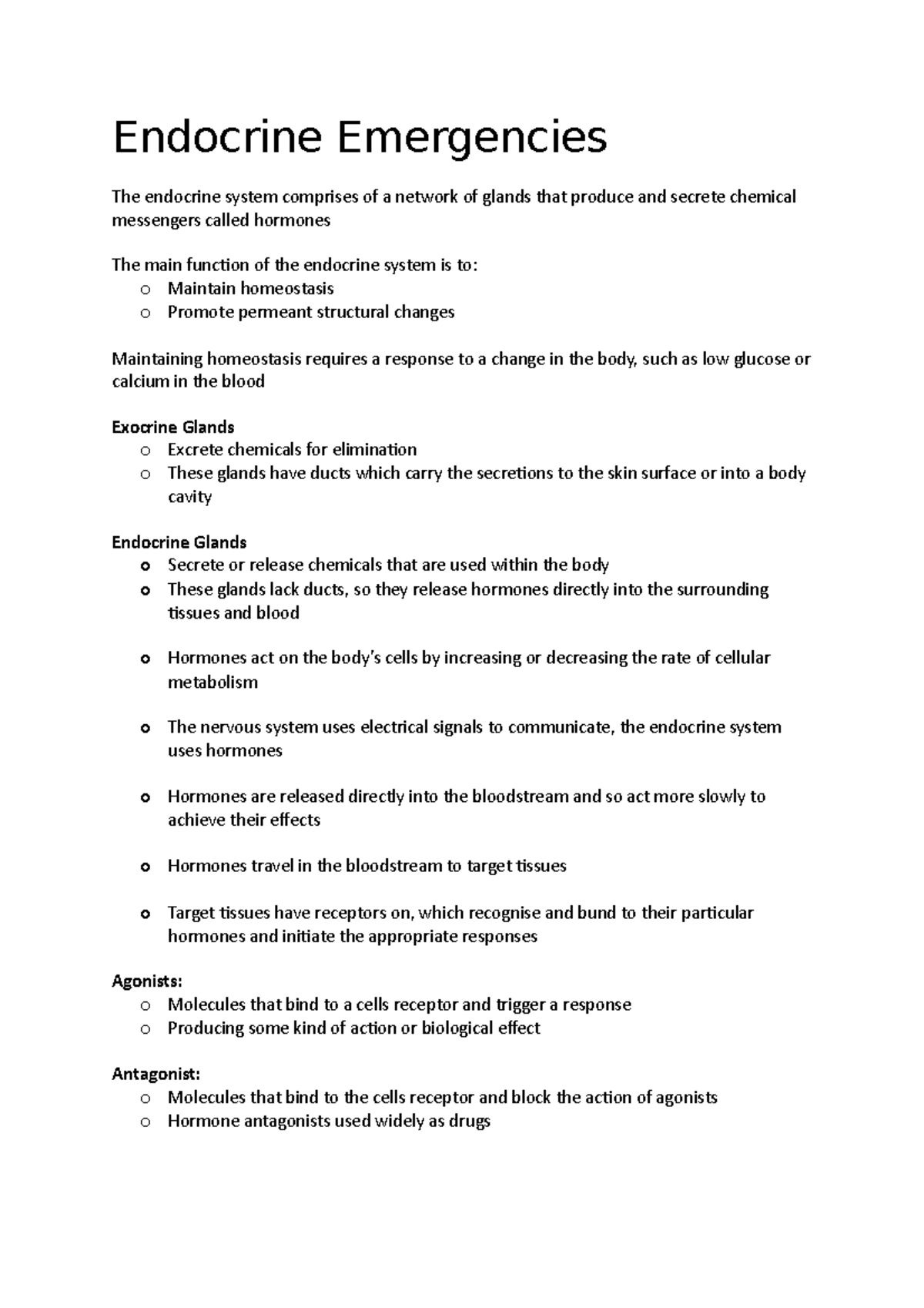 Endocrine Emergencies - Studocu