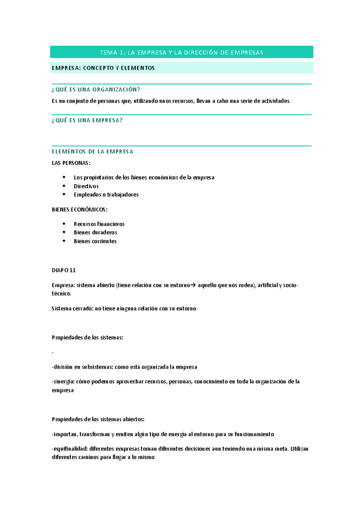 Tema 1. La empresa y la dirección de empresas - TEMA 1. LA EMPRESA Y LA DIRECCIÓN DE EMPRESAS ...