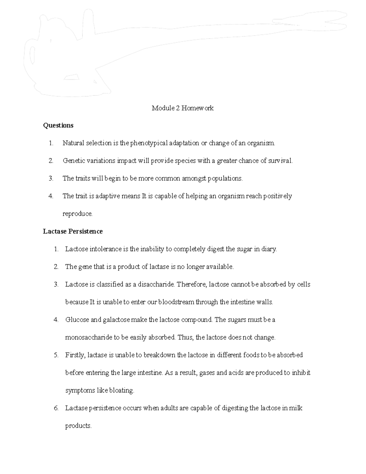 Module 2 Homework - Destini Foreman Ecol 220 Dr. Otto 2 September 2022 Module 2 Homework ...