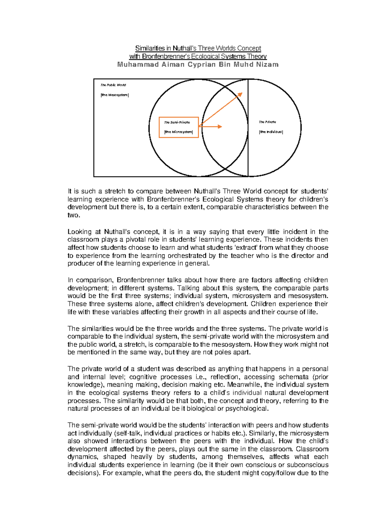 Similarities in Nuthall’s Three Worlds Concept with Brofenbrenner's ...