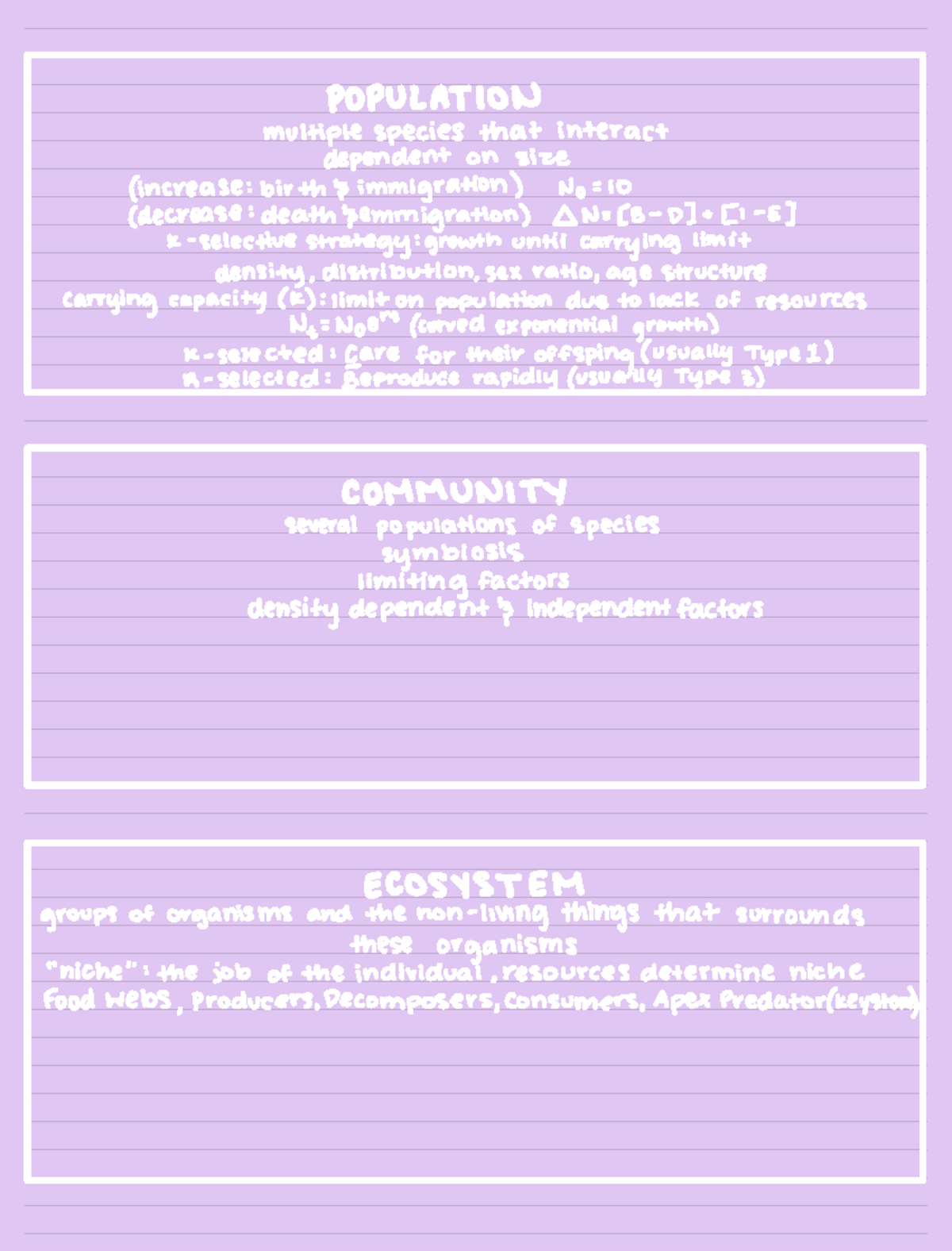 Ecology - POPULATION multiple species that interact dependent on size ...