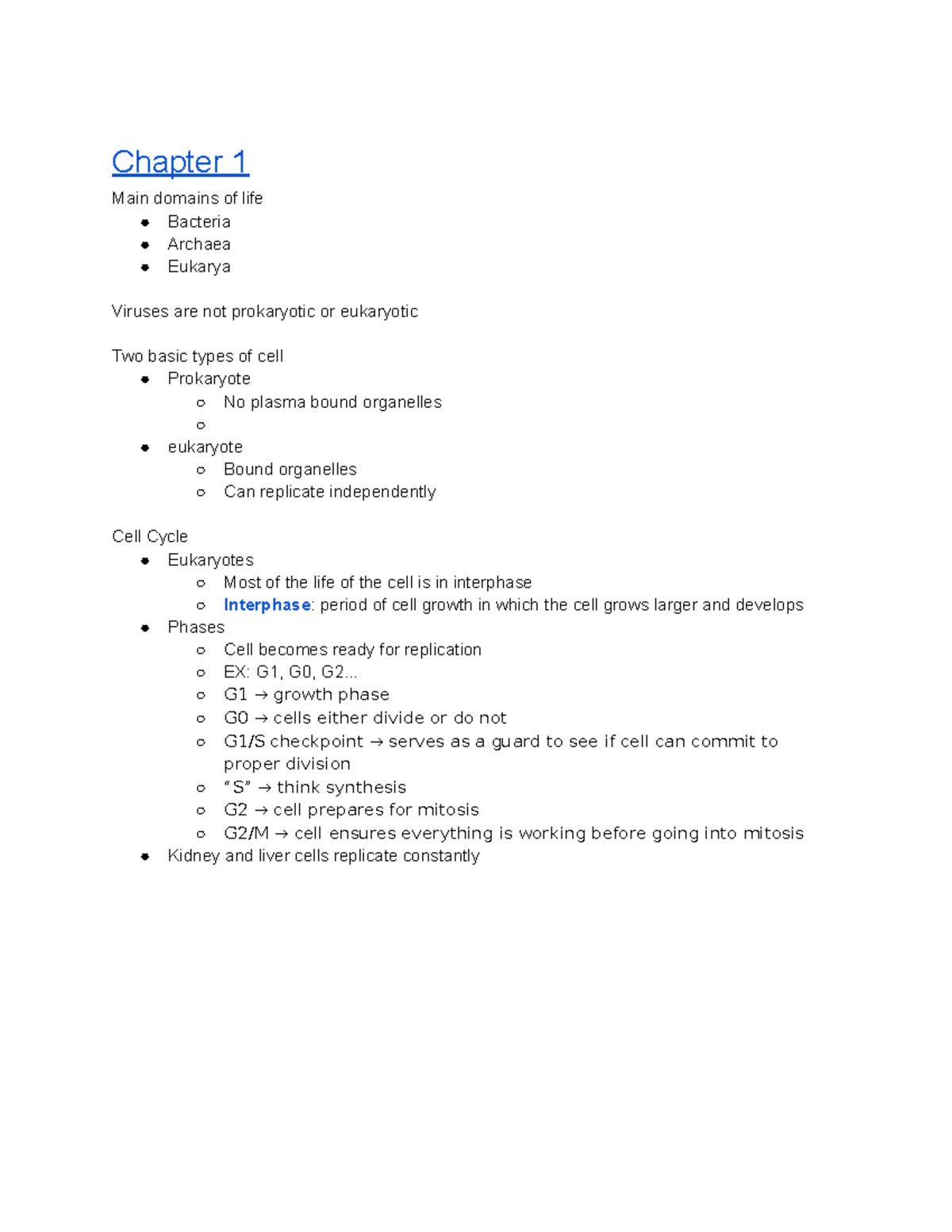Chapter 1 - intro to genetics - Chapter 1 Main domains of life Bacteria Archaea Eukarya - Studocu