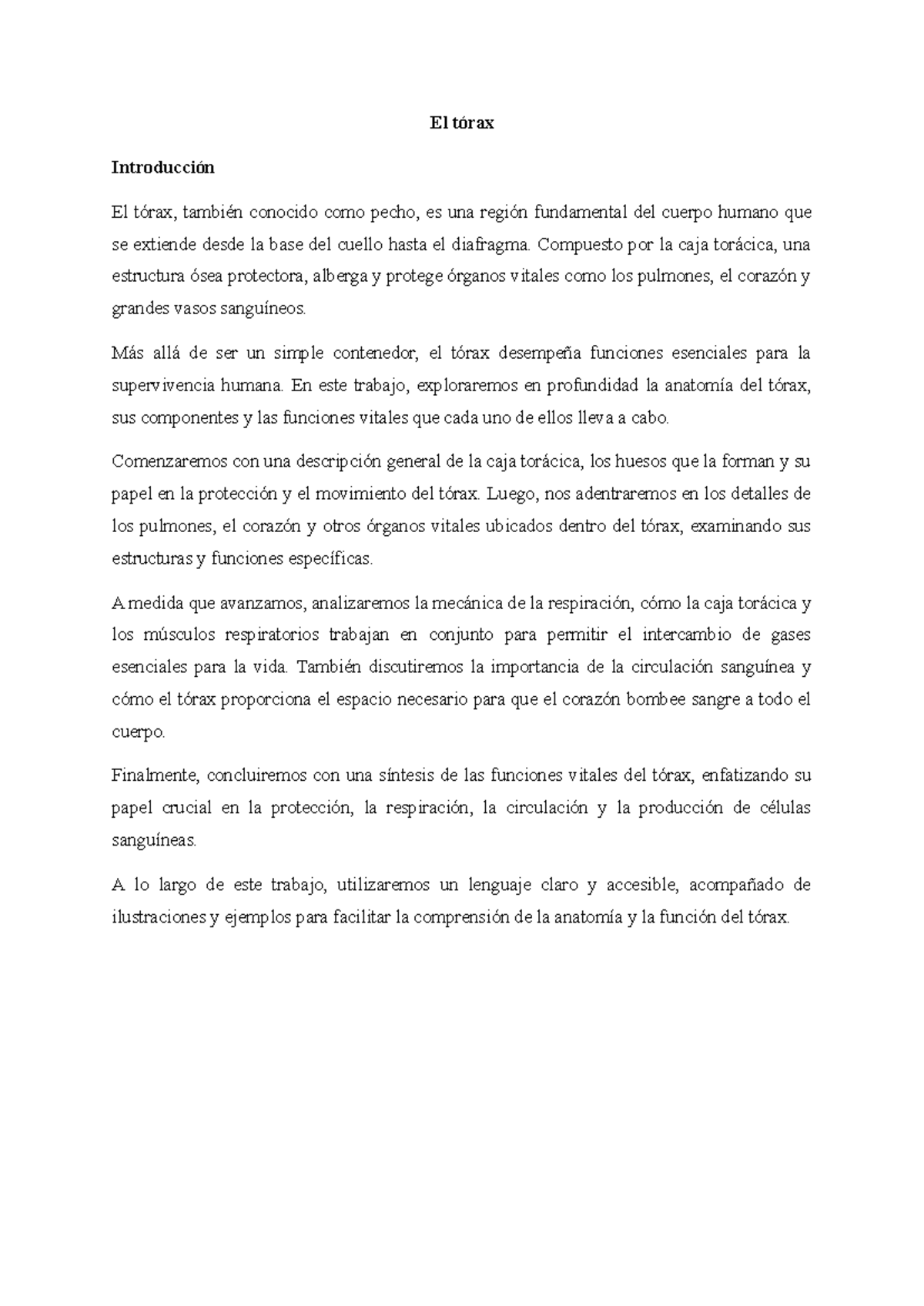 El tórax - El torax - El tórax Introducción El tórax, también conocido ...