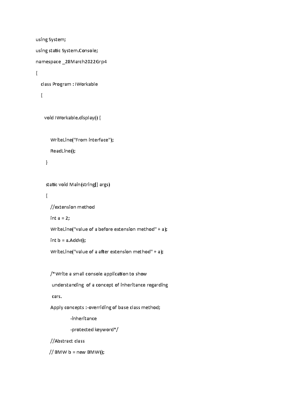 Grp428March 2022 code - Coding notes/Ice task - using System; using ...