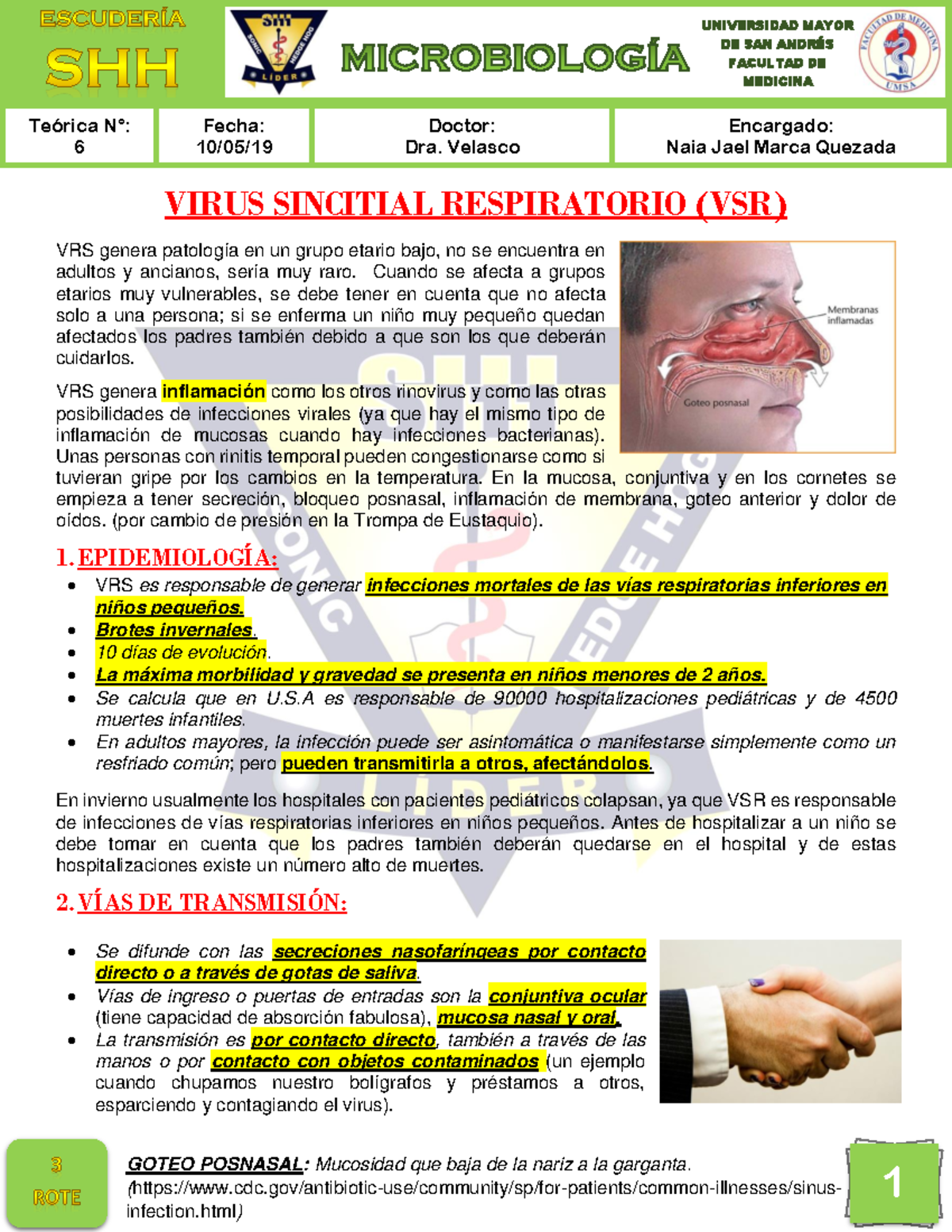 M 3 6 Virus Sincitial Respiratorio De San Andrés Facultad De Medicina