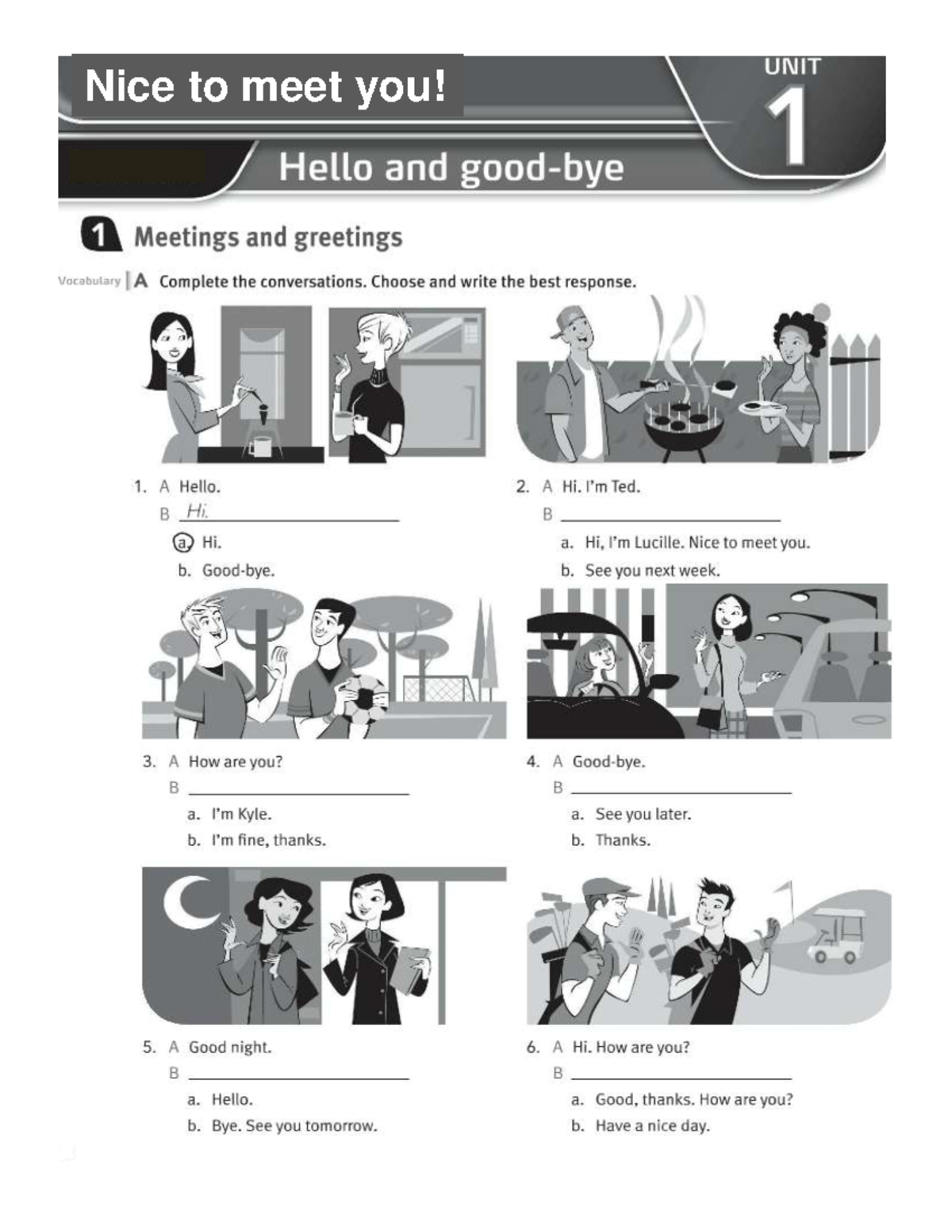 Hello and good-bye - Buen materiL - Inglés III - Nice to meet you ...